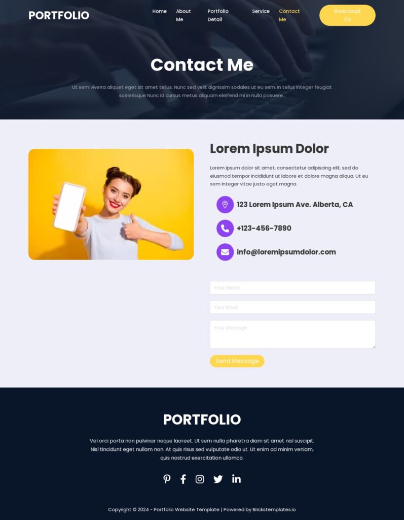 Contact Me – Portfolio Website Template